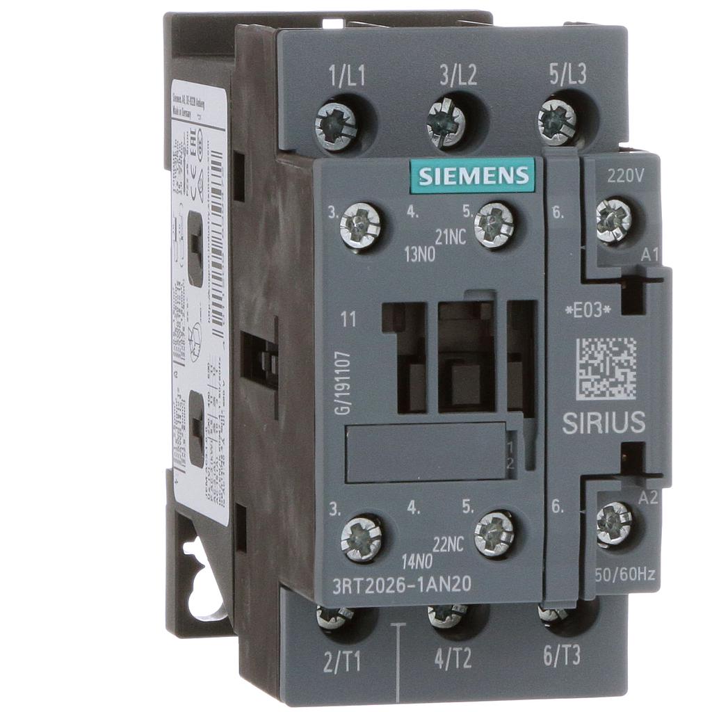 CONTACTOR 3RT2026 -1AN20 25A CON BOBINA 220V 1NA+1N | Ingelcom
